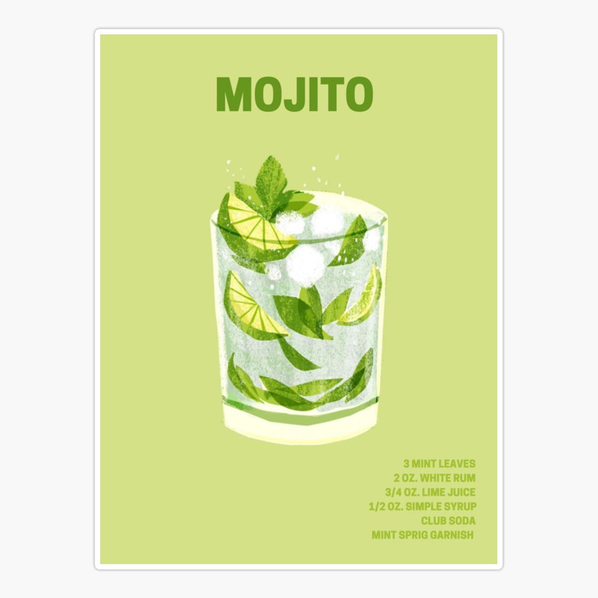 Maneki Mojito Poster Sticker, Phone Decal Water Bottle Stickers Car ...