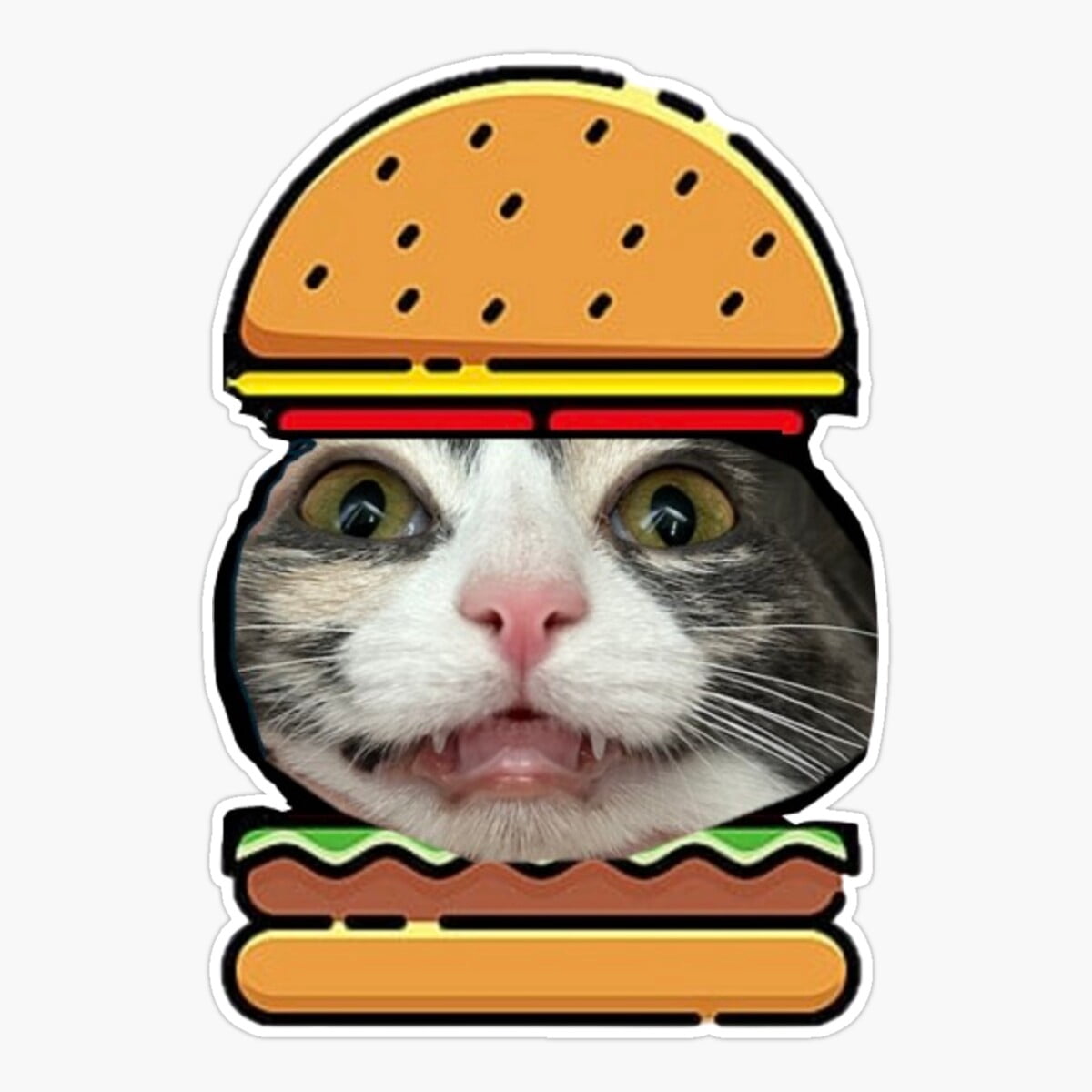Maneki Monkey Burger No Text Sticker, Phone Decal Water Bottle Stickers ...