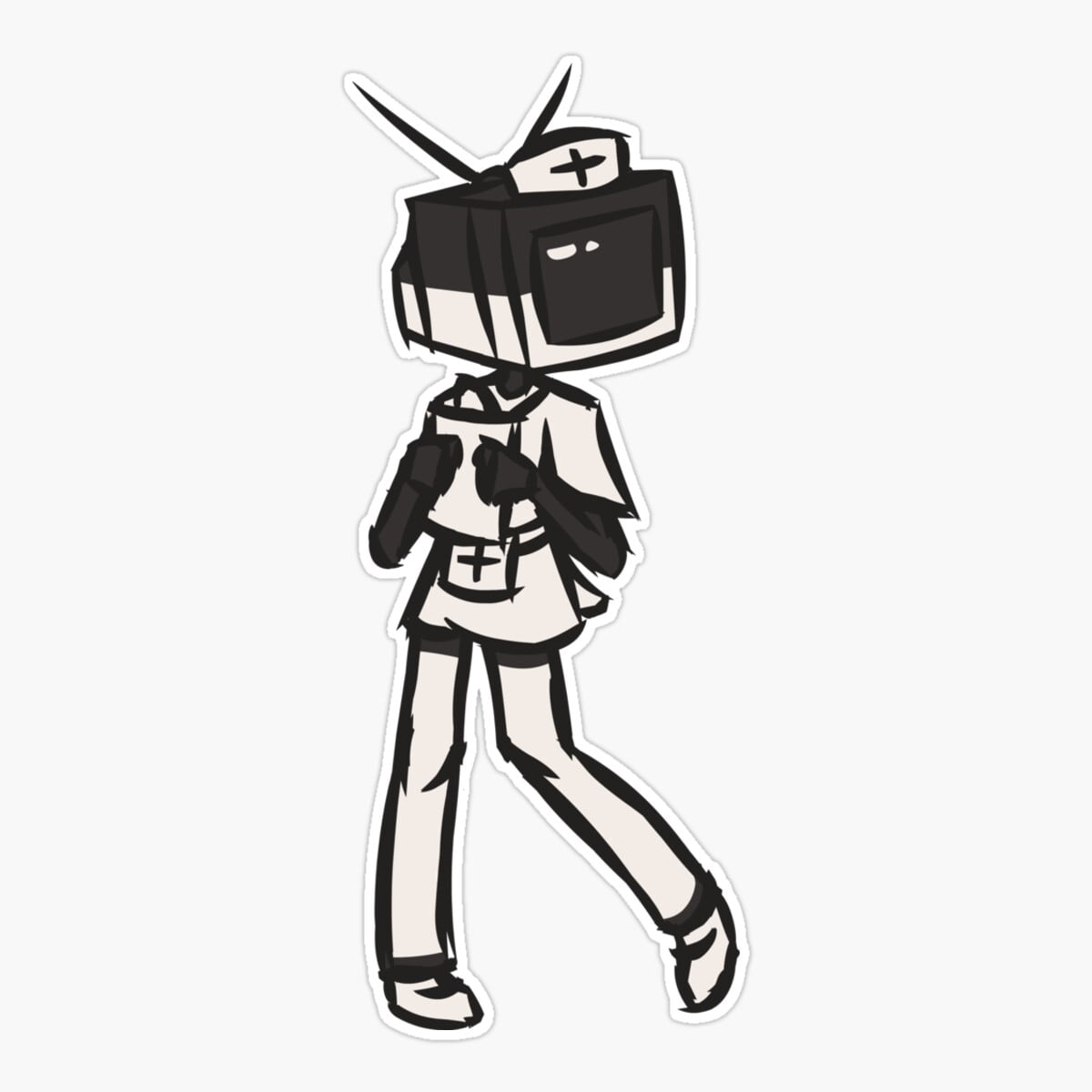 Maneki Mono-Chan Tv Head (Nurse, Textless) Er, Phone Decal Water Bottle ...