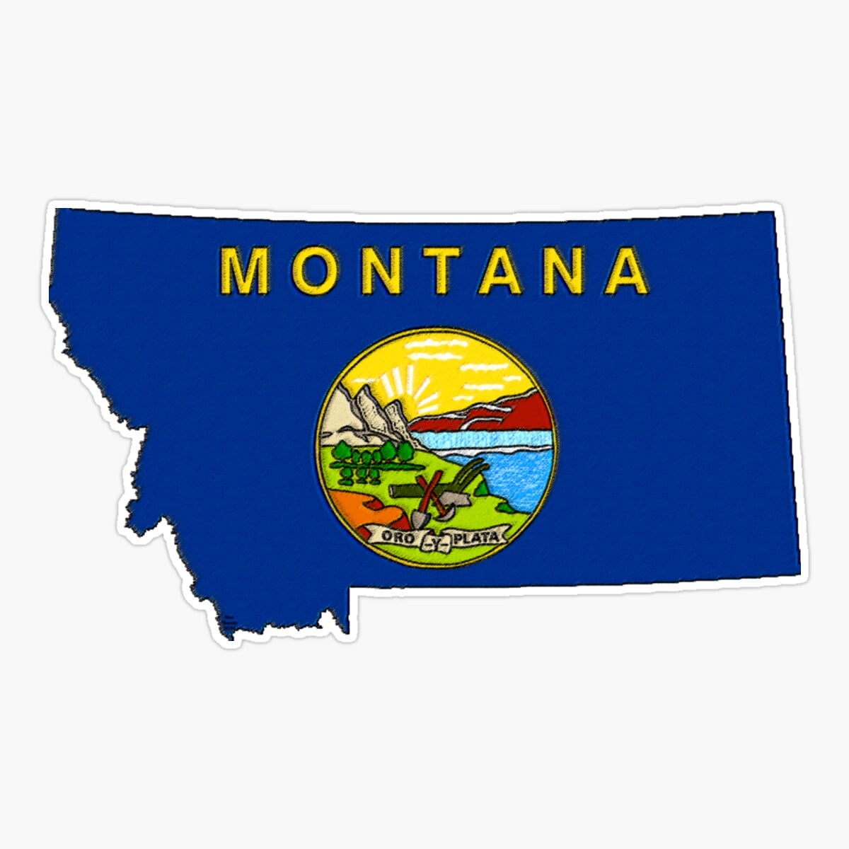 Maneki Montana Map With Montana State Lag Sticker, Phone Decal Water ...