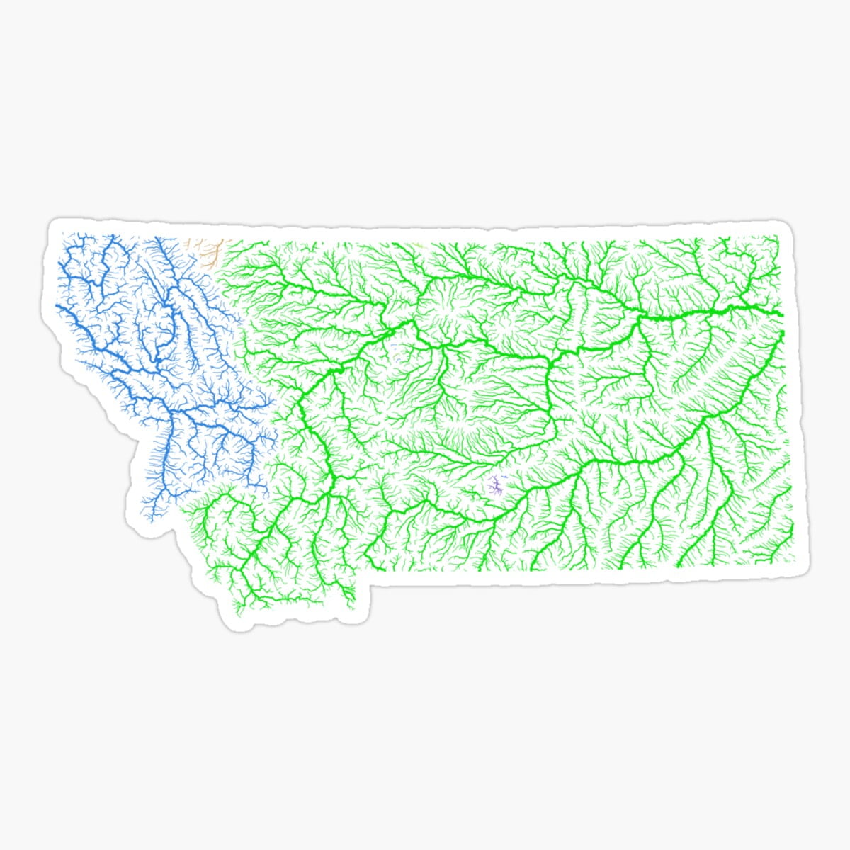 Maneki Montana River Basin Map In Rainbow Colours With White Background ...