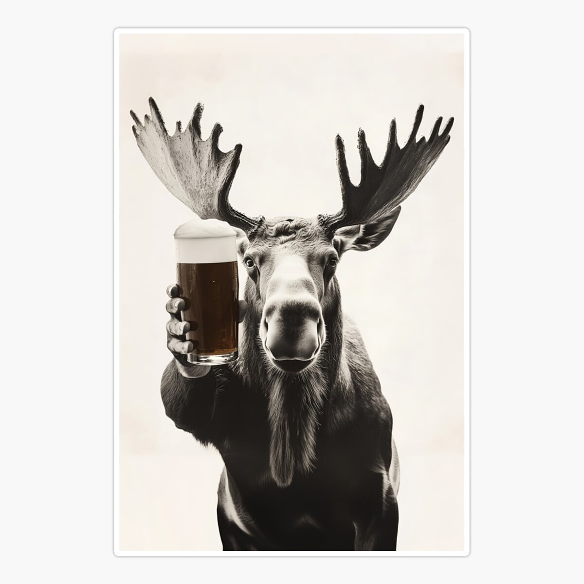 Maneki Moose Beer, Unny Humor Art Sticker, Phone Decal Water Bottle ...