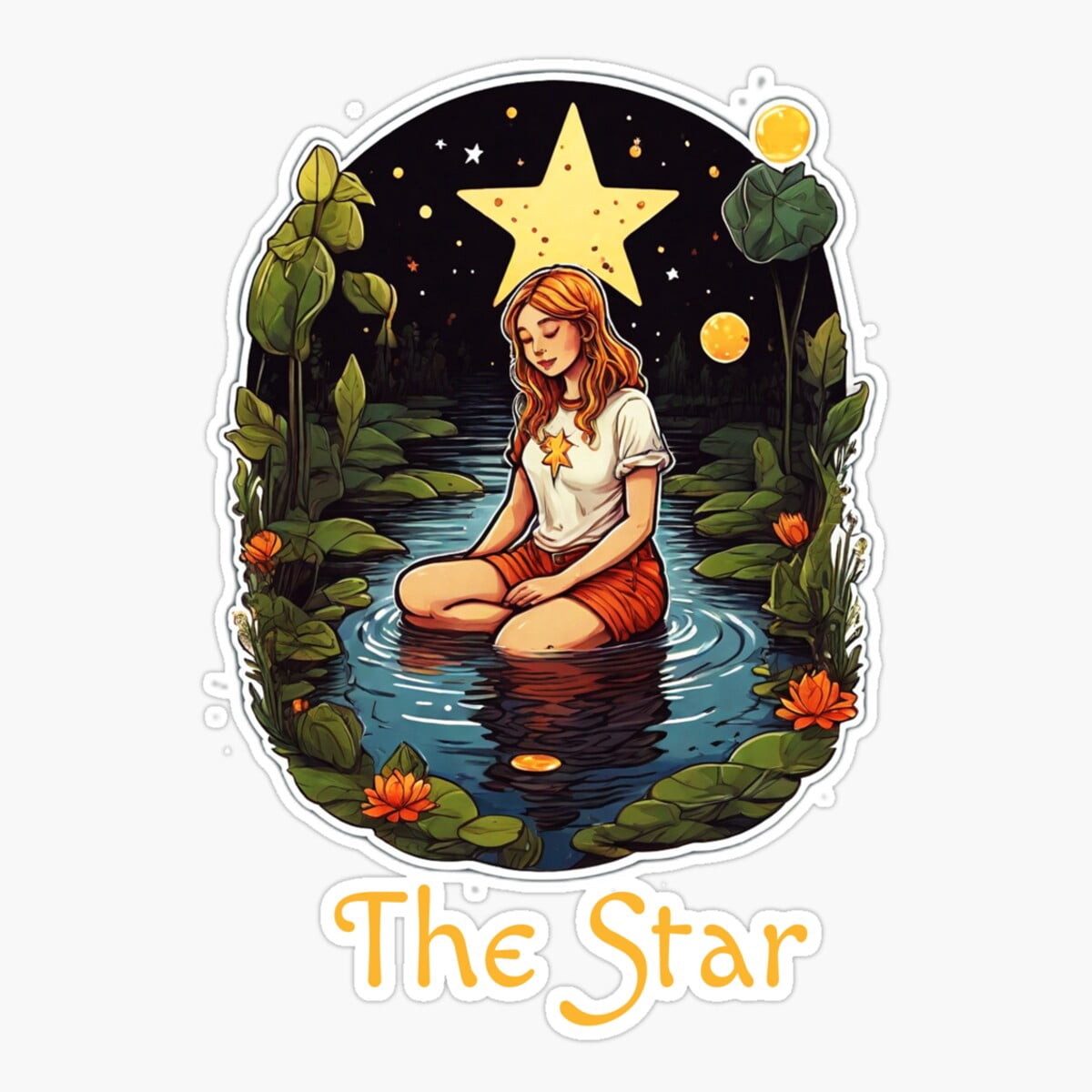 Maneki \Mor Arcana The Star Tarot Card Pond Girl Er, Phone Decal Water ...