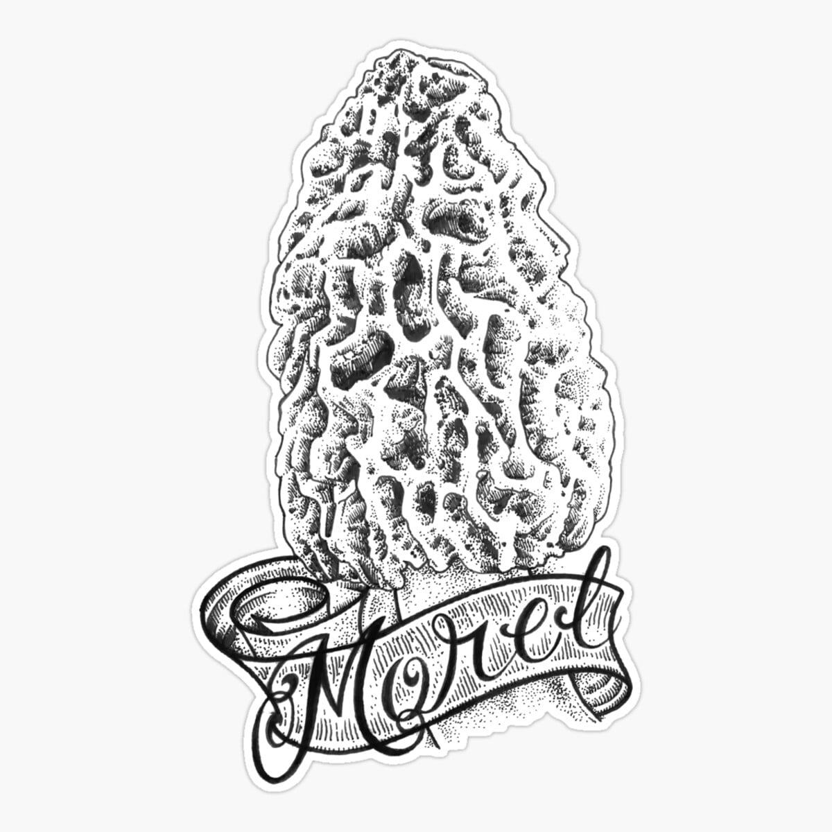 Maneki Morel (Morchella Esculenta) Sticker, Phone Decal Water Bottle ...