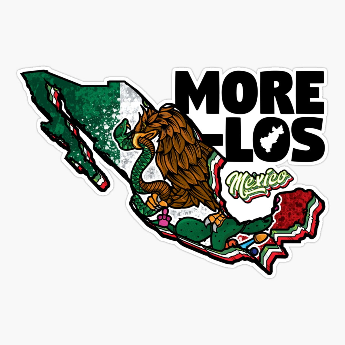 Maneki Morelos, Map O Mexico Sticker, Phone Decal Water Bottle Stickers ...