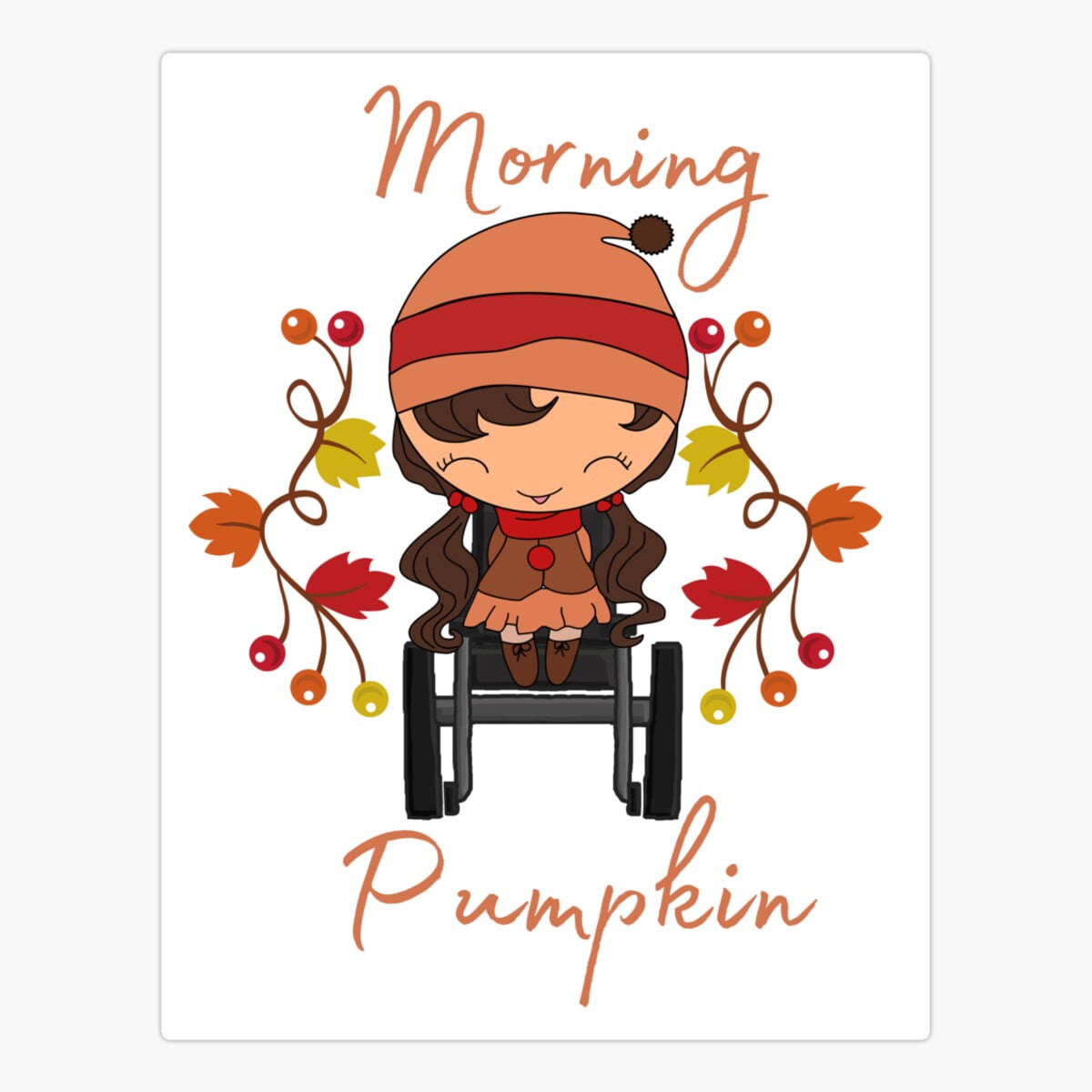 Maneki Morning Pumpkin Thanksgiving Girl In Wheelchair Leaves Autumn ...