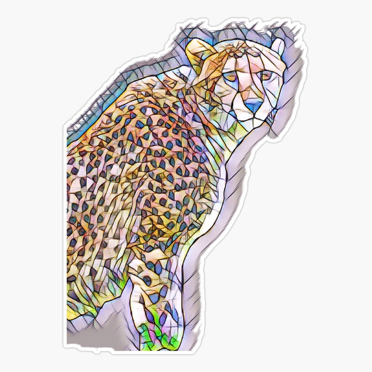 Maneki Mosaic Style African Cheetah Er, Phone Decal Water Bottle ...