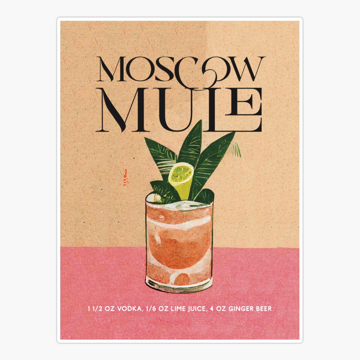 Maneki Moscow Mule Retro Cocktail Poster Pink Table Bar Prints, Vintage ...