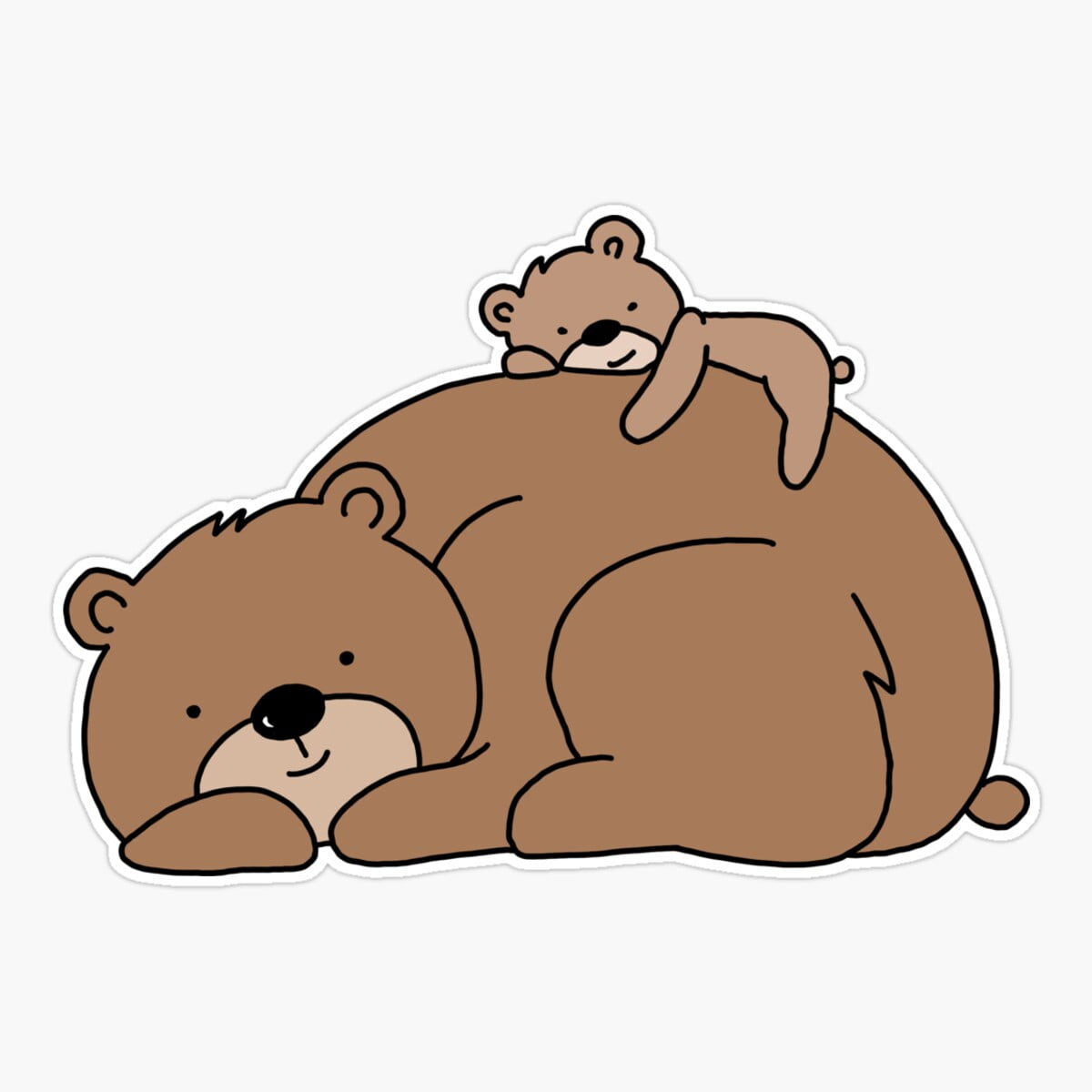 Maneki Mother Bear And Baby Bear Snuggling Er, Phone Decal Water Bottle ...