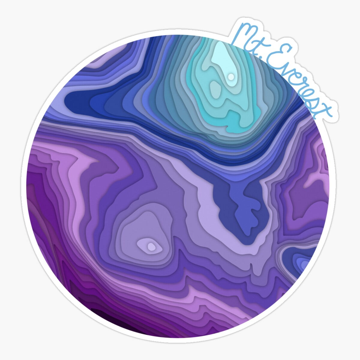 Maneki Mount Everest Paper Cutout Topographic Map Sticker, Phone Decal ...