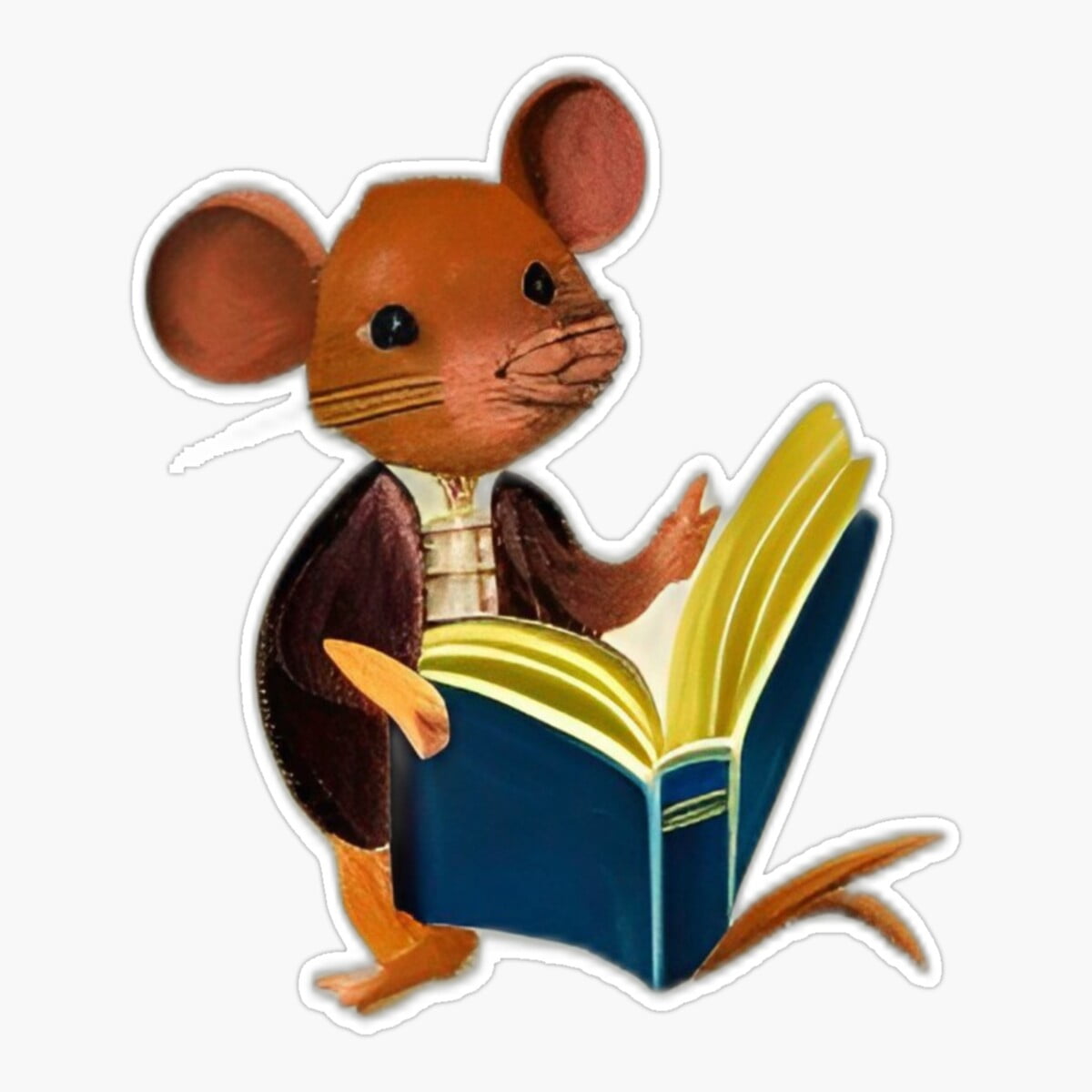 Maneki Mouse Reading Book Sticker, Phone Decal Water Bottle Stickers ...