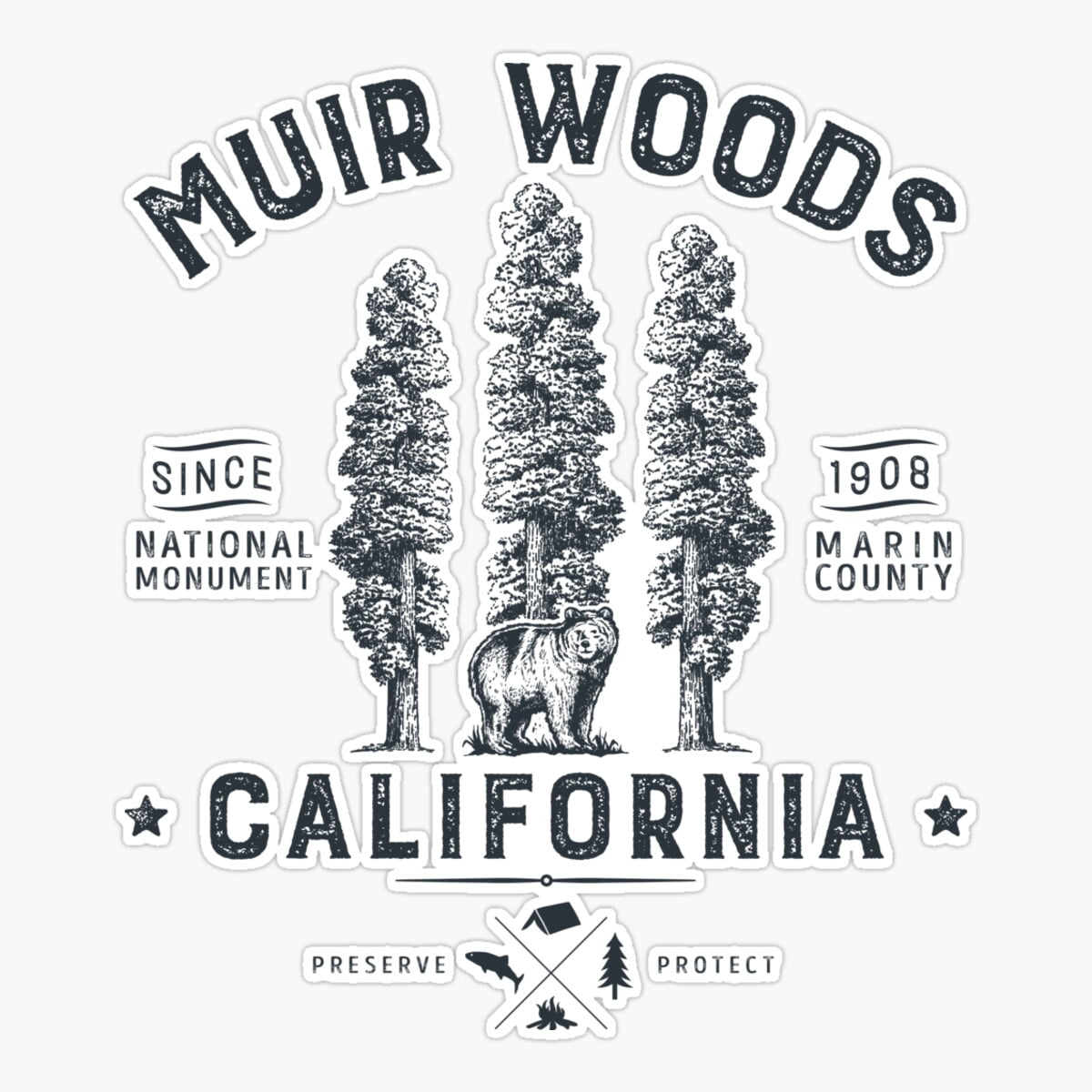 Maneki Muir Woods National Monument T Shirt California Redwood Park ...