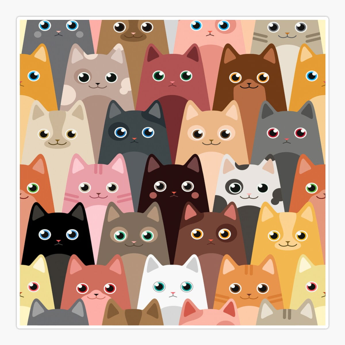 Maneki Multicolor Cartoon Cat Pattern Sticker, Phone Decal Water Bottle ...