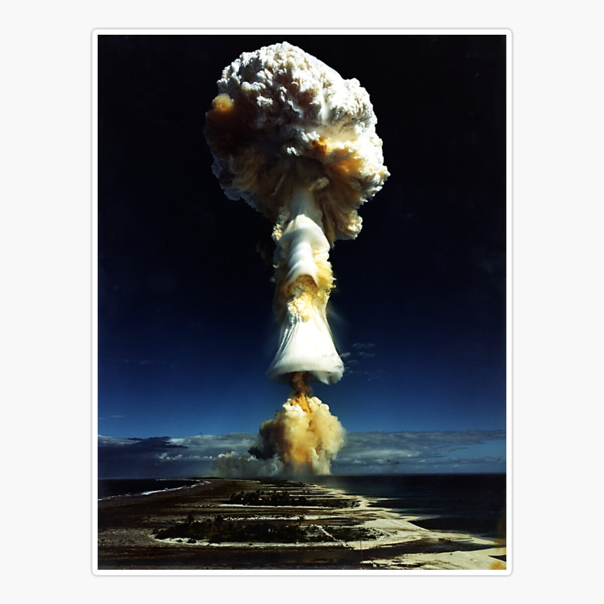 Maneki Mushroom Cloud French Nuclear Bomb Test Licorne 1970 Sticker ...