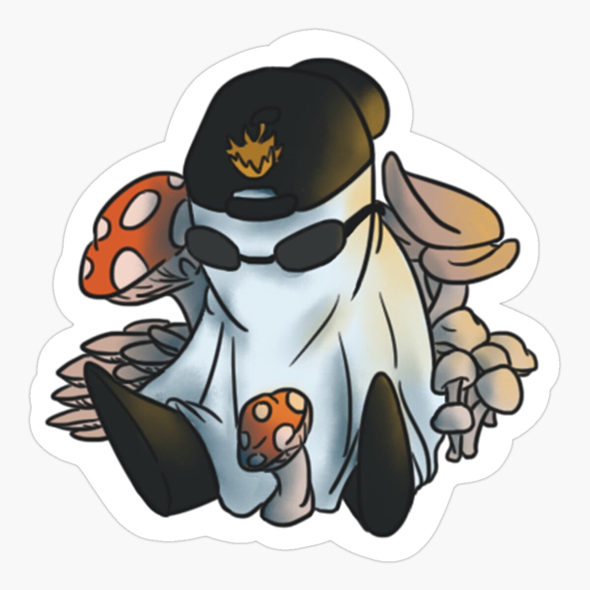 Maneki Mushroom Ghost Boi Sticker, Phone Decal Water Bottle Stickers ...