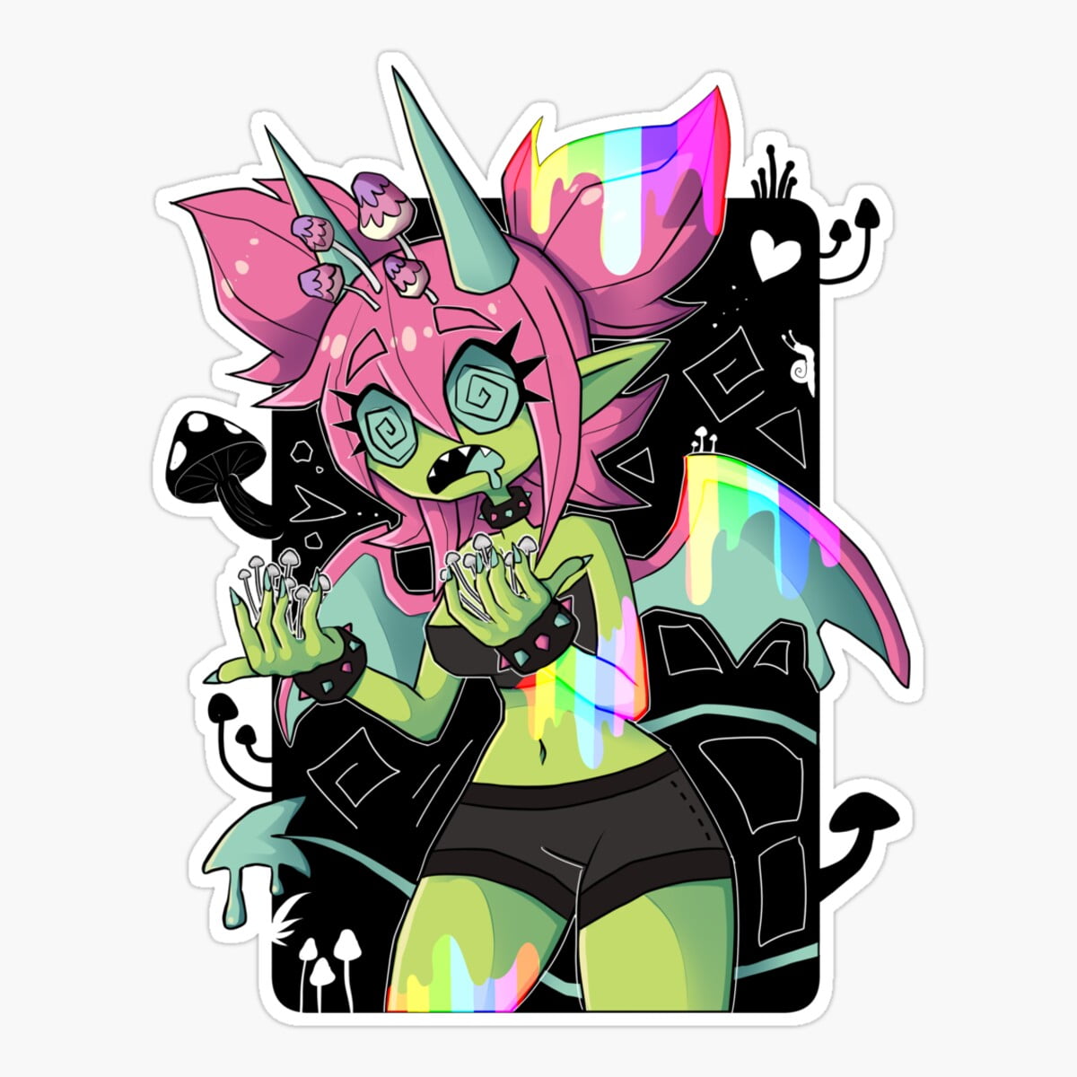 Maneki Mushroom Goblin Infected Gremlin Sticker, Phone Decal Water ...