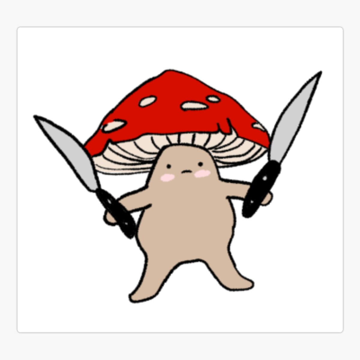 Maneki Mushroom Knife Boi Sticker, Phone Decal Water Bottle Stickers ...