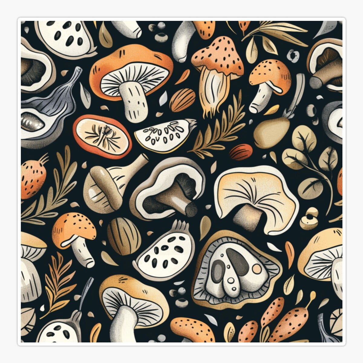 Maneki Mushroom Seamless Pattern- Cottagecore Forestcore Aesthetic ...