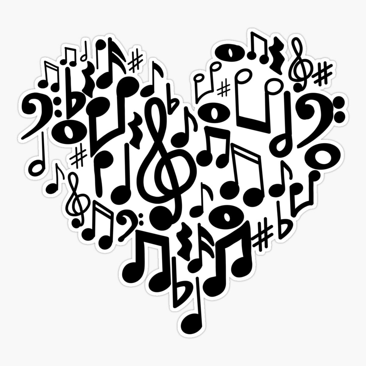Maneki Music Notes Heart Treble Design Word Map Cloud Er, Phone Decal ...