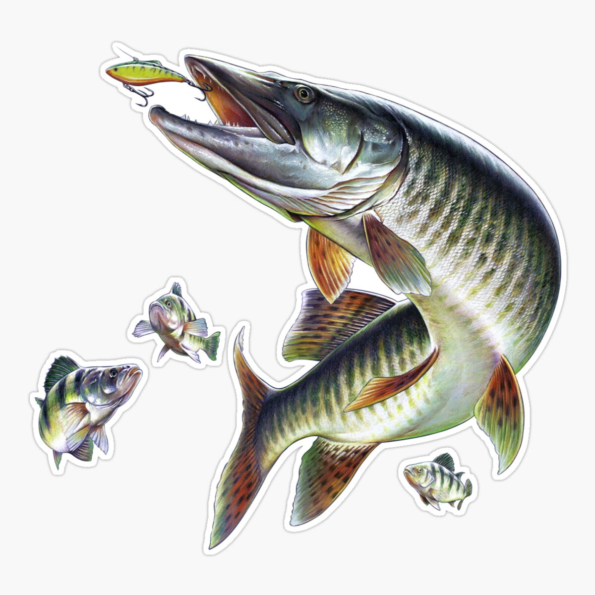 Maneki Muskie Ishing Er, Phone Decal Water Bottle Stickers Car Decals ...