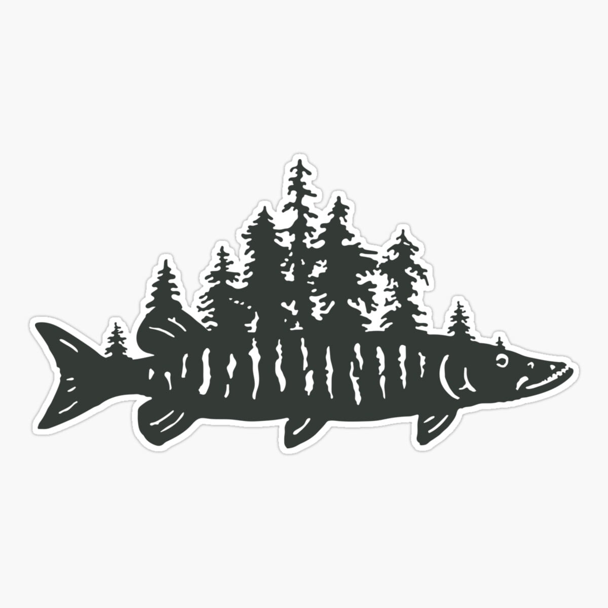 Maneki Musky Ishing Orest Treeline Muskellunge Hunter Er, Phone Decal ...