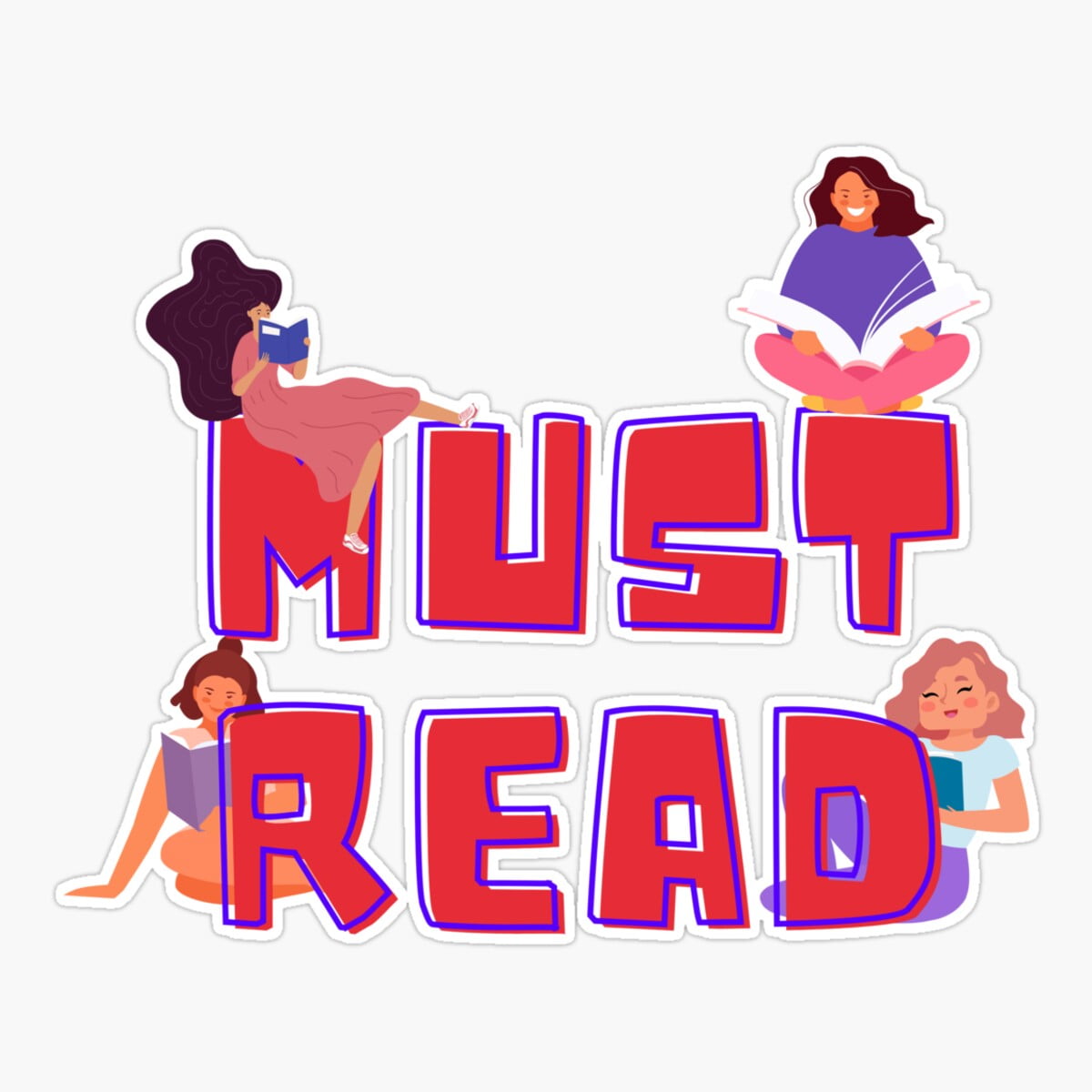 Maneki Must Read Books Sticker, Phone Decal Water Bottle Stickers Car ...