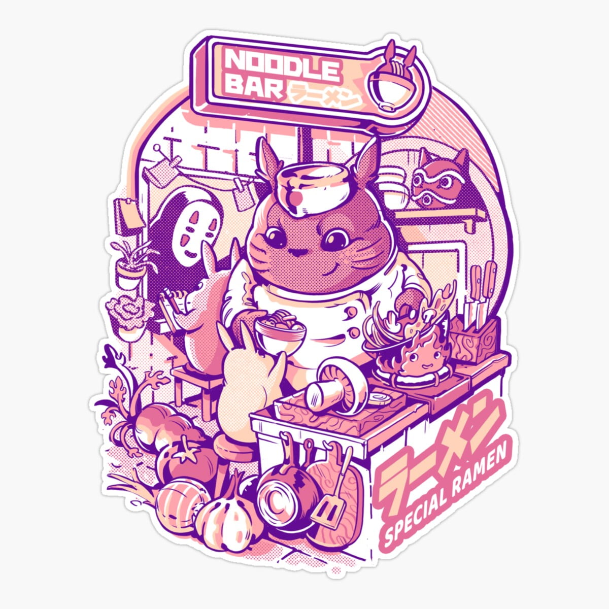 Maneki My Neighbor Noodle Bar Sticker, Phone Decal Water Bottle ...