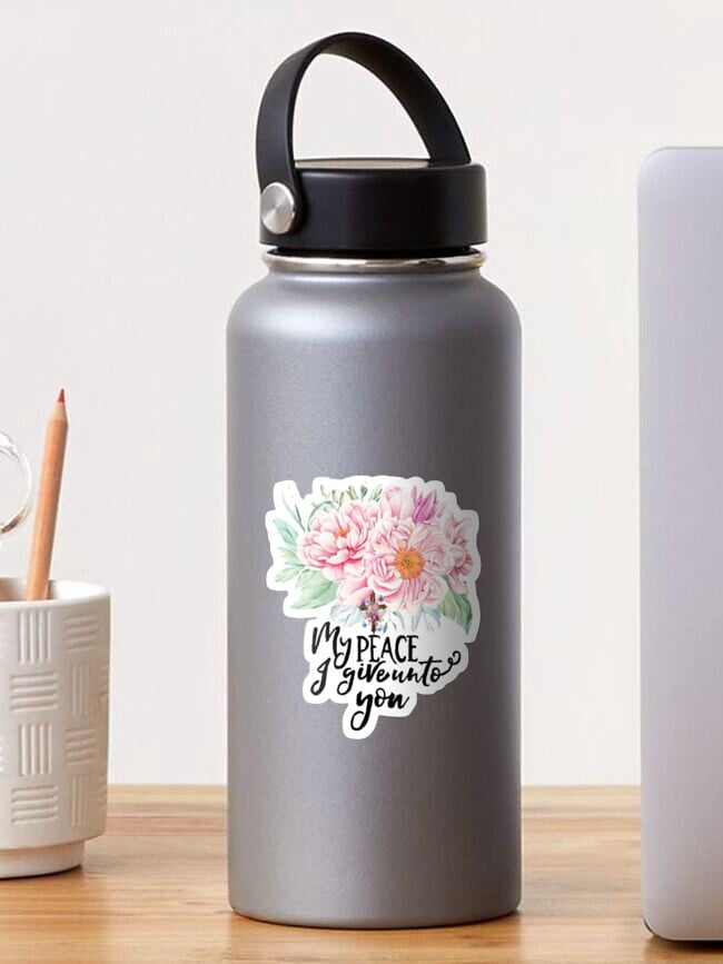 Maneki My Peace I Give Unto You Plus Cross Sticker, Phone Decal Water ...