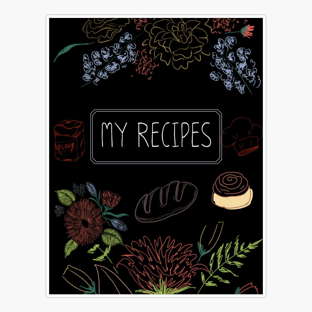 Maneki My Recipes Notebook Sticker, Phone Decal Water Bottle Stickers ...