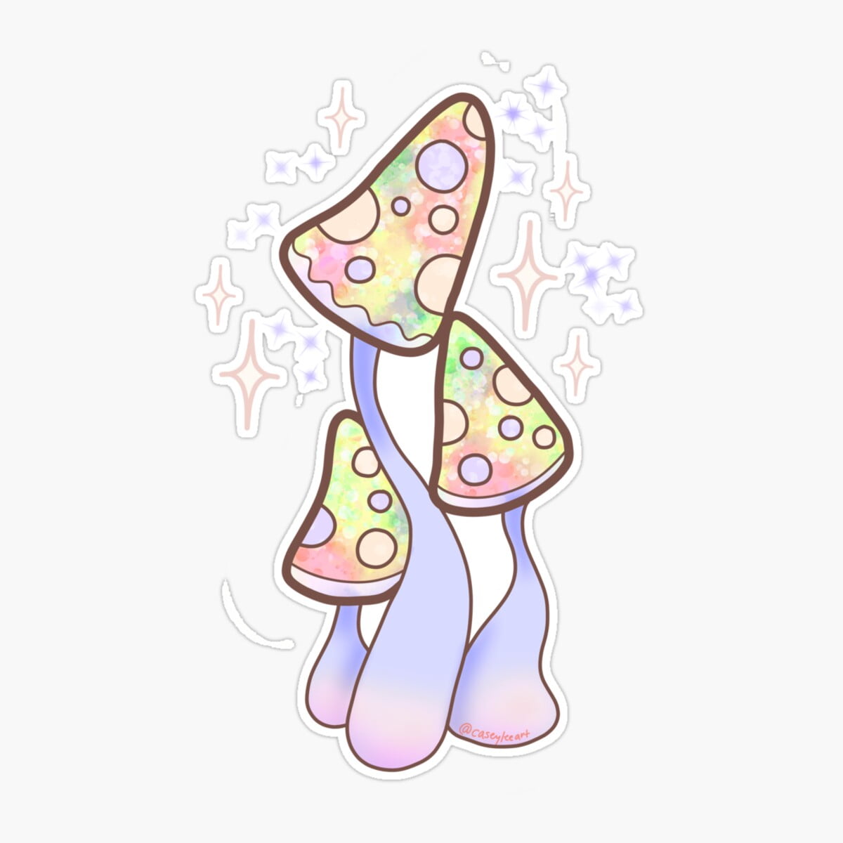 Maneki Mysterious Mushrooms {Purple & Yellow} Sticker, Phone Decal ...