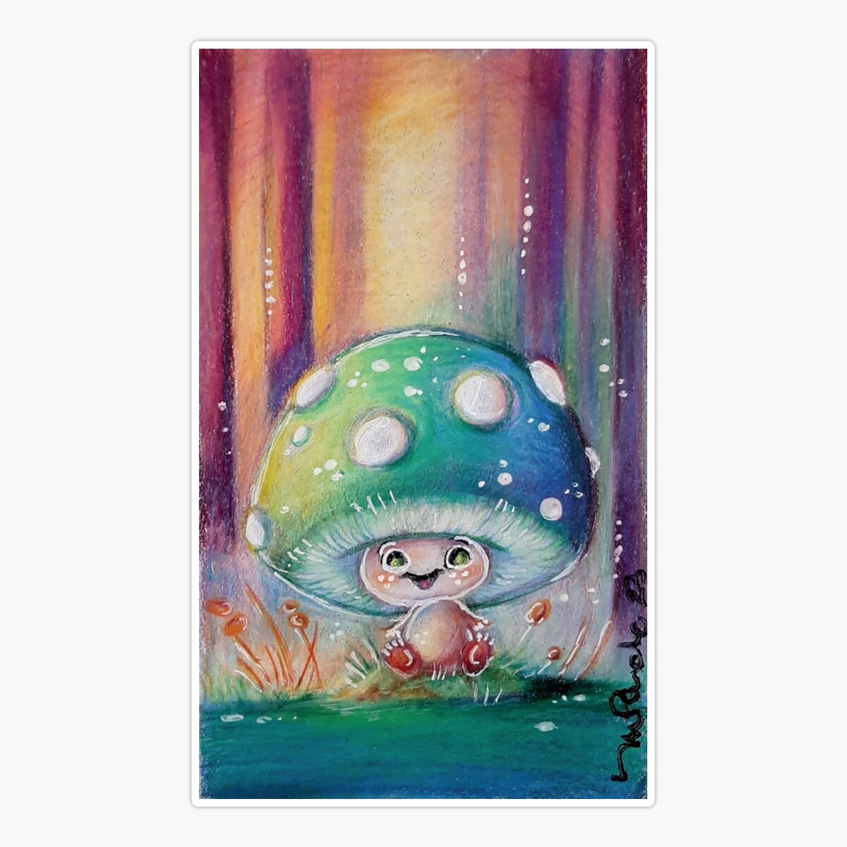 Maneki Mystic Toadstool In The Forest Sticker, Phone Decal Water Bottle ...