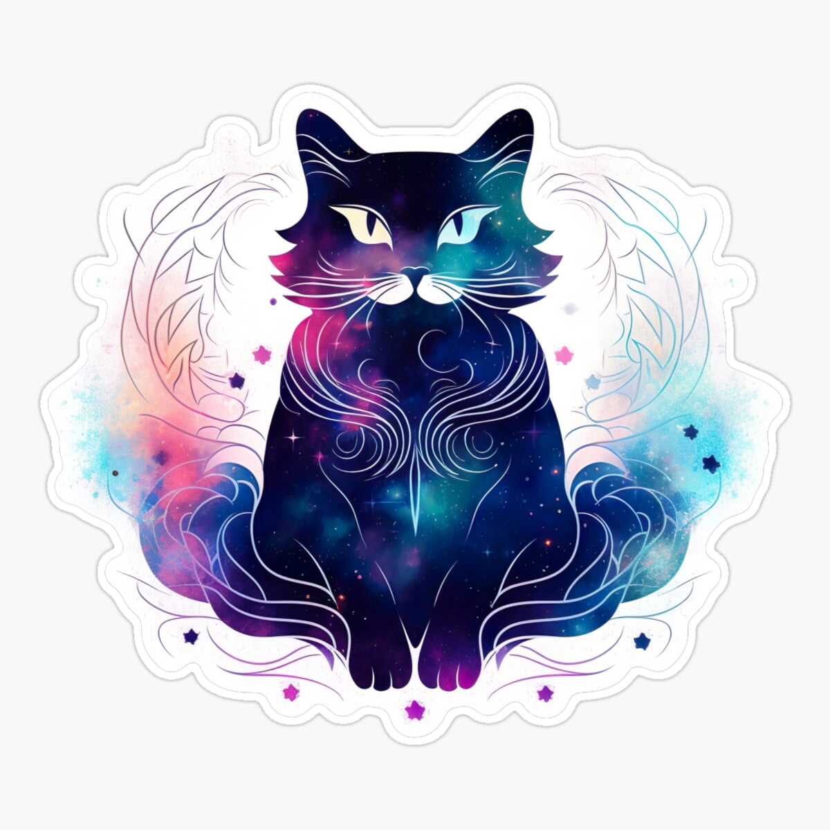 Maneki Mystical Cat Universe Zen Master Graphic Sticker, Phone Decal ...