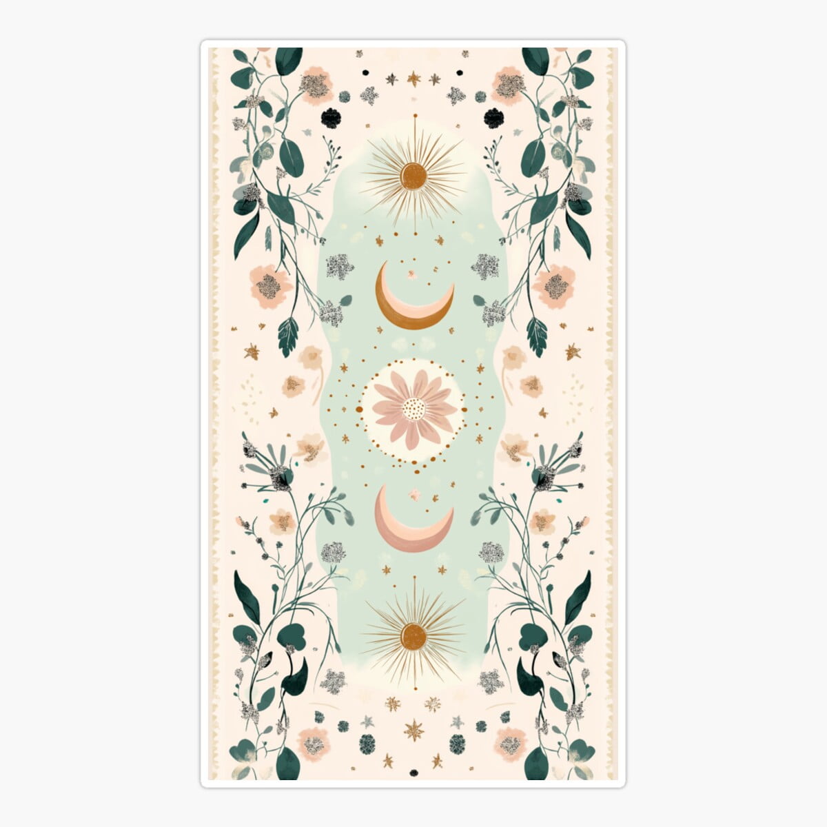 Maneki Mystical Sun And Moon, Boho Loral Design Er, Phone Decal Water ...