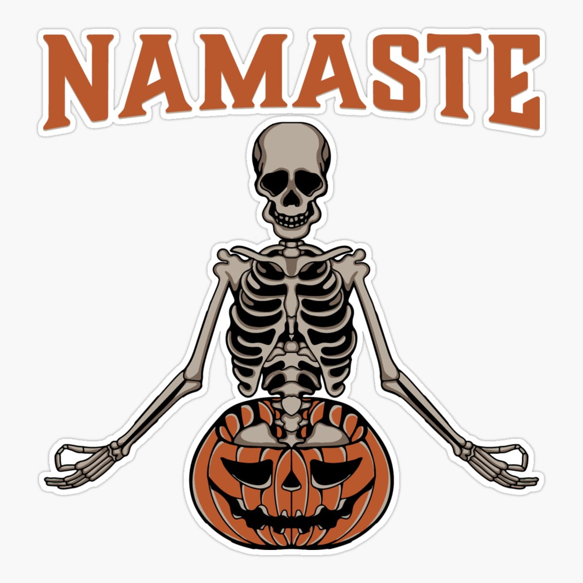 Maneki Namaste Halloween Skeleton Pumpkin Meditating Skeleton Yoga Pose ...