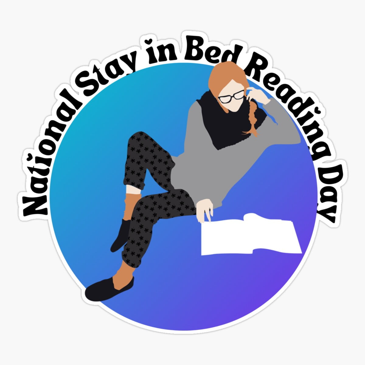 Maneki National Stay In Bed Reading Day Sticker, Phone Decal Water ...