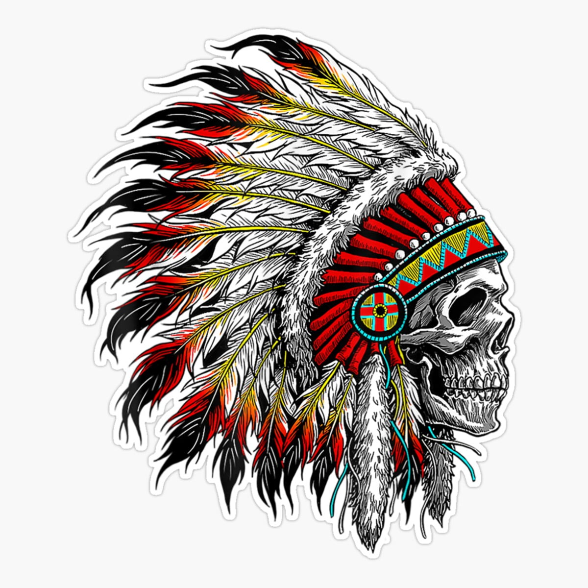 Maneki Native American Indian Chie Skull Motorcycle Headdress Er, Phone ...