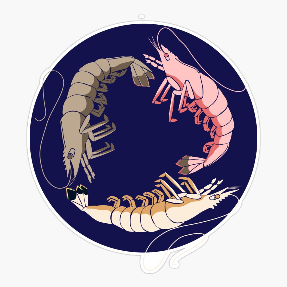 Maneki Neapolitan Shrimp Print Sticker, Phone Decal Water Bottle ...