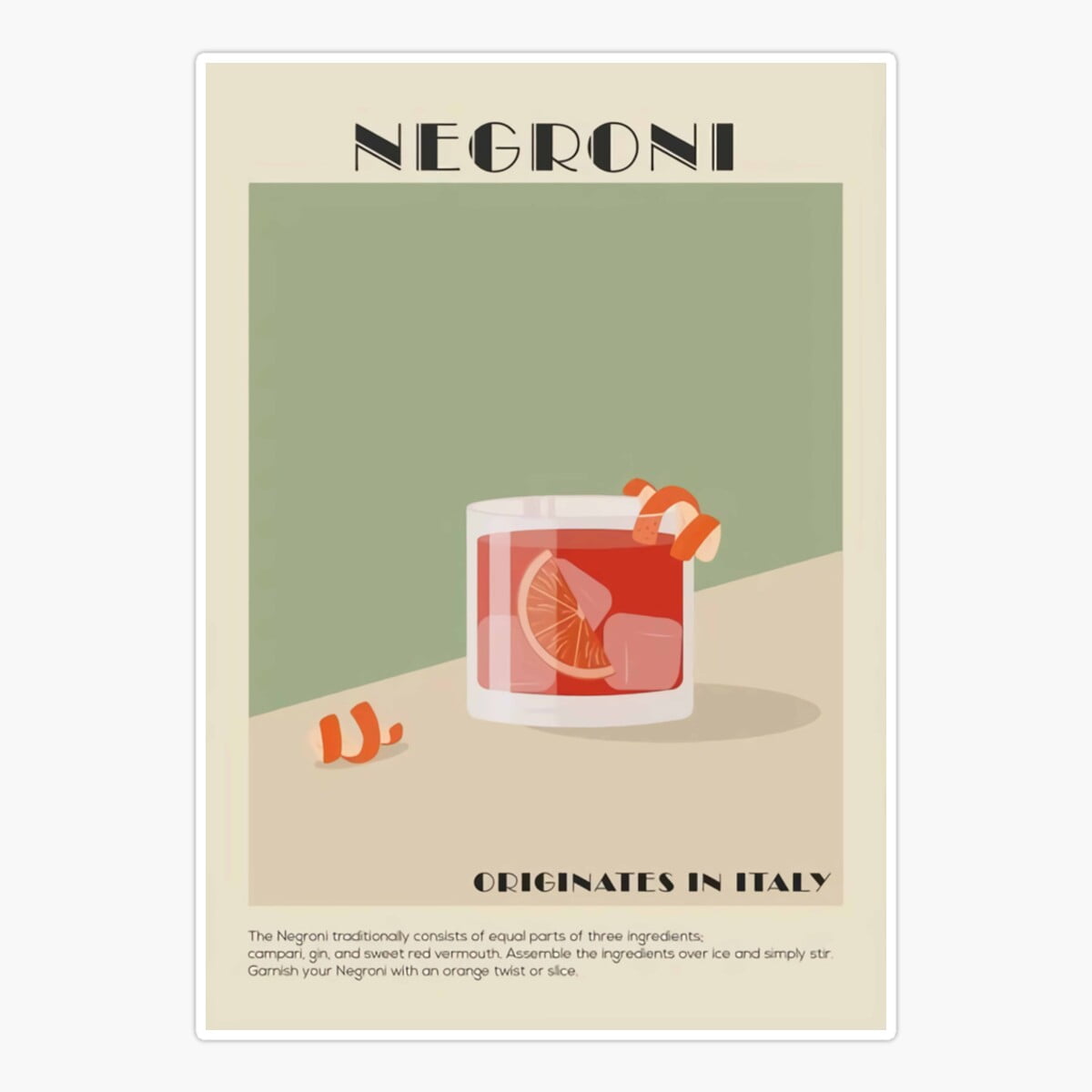 Maneki Negroni - Kitchen Sticker, Phone Decal Water Bottle Stickers Car ...