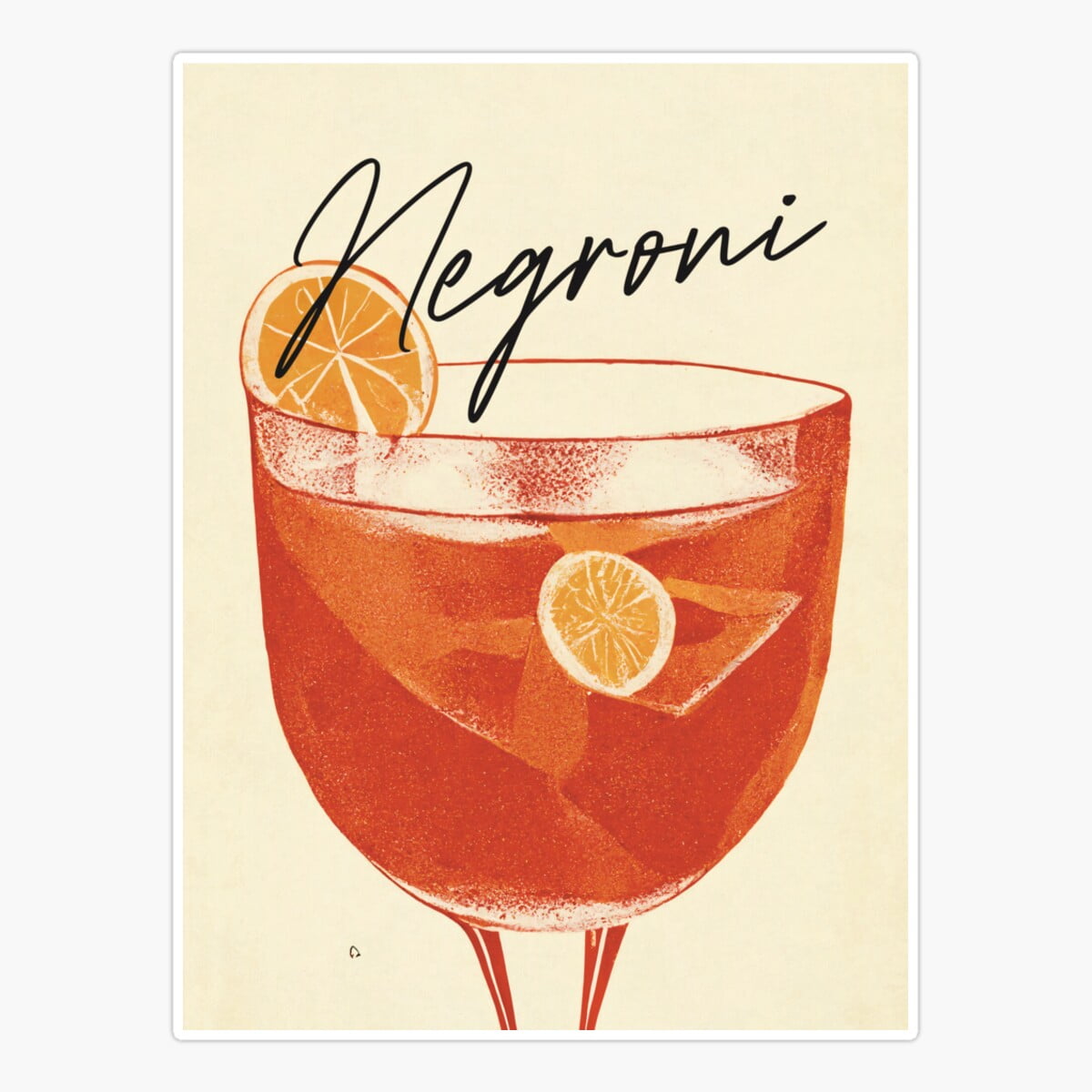 Maneki Negroni Retro Cocktail Poster Clic Gl Bar Prints, Vintage Drinks ...