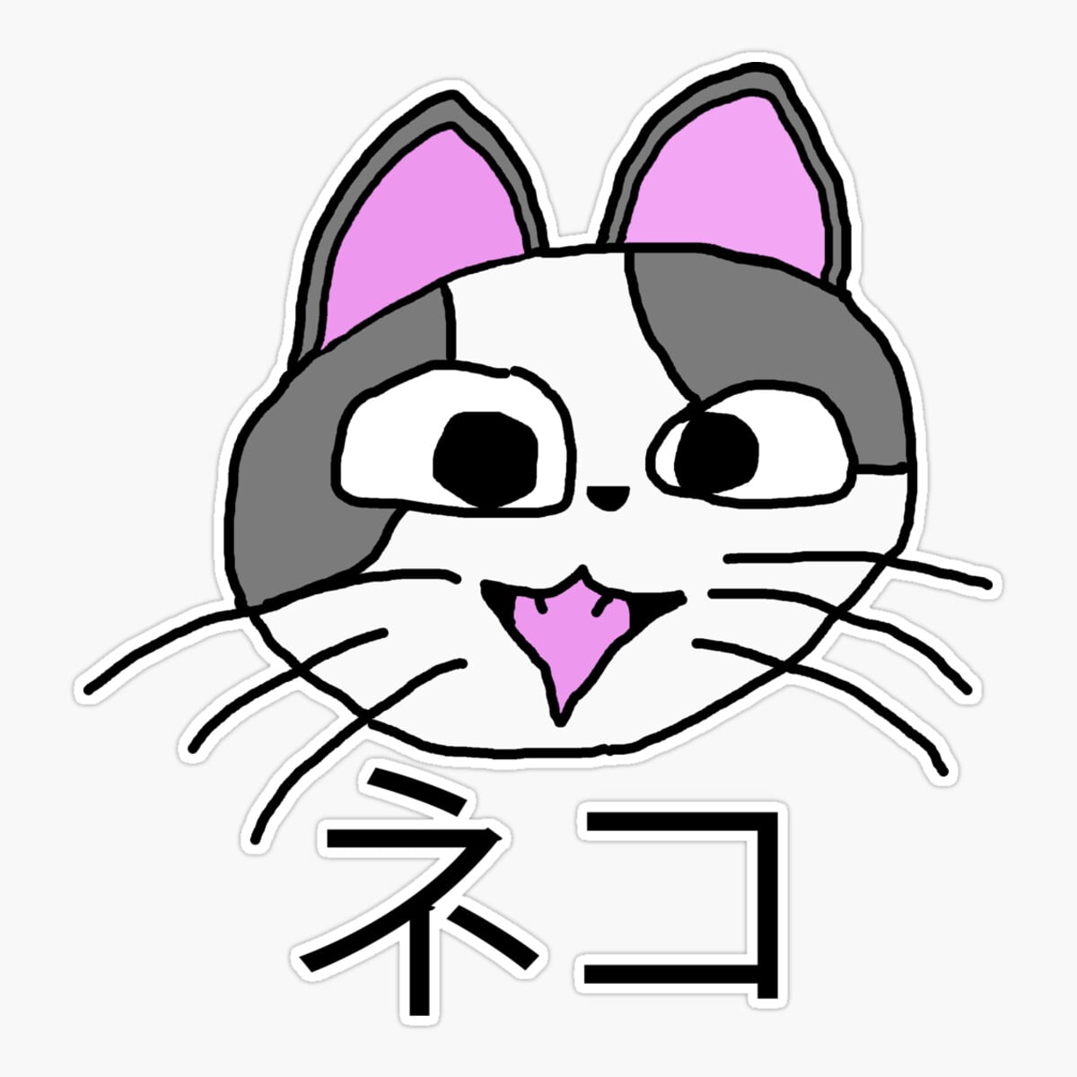 Maneki ネコ Neko Cat Cute Japanese Cat Sticker, Phone Decal Water Bottle ...