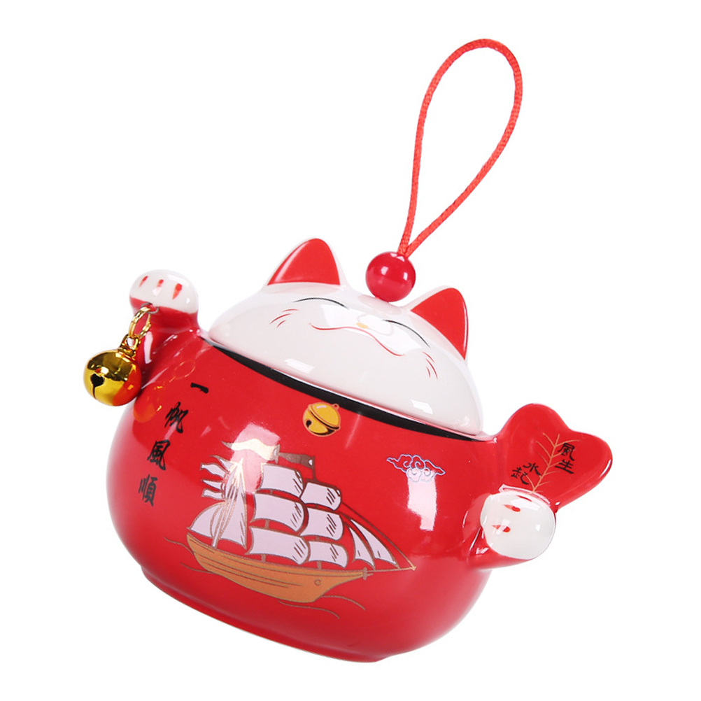 Maneki Neko Cat Jar Ceramic Storage Jar Ceramic Sealed Jar Tea Dust ...