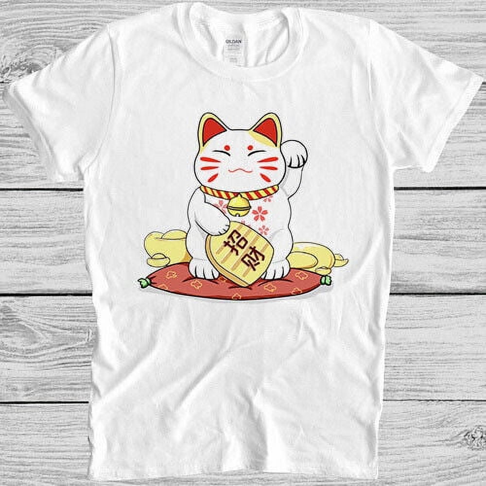 Maneki Neko Chinese Lucky Cat Happy New Year Cute Japanese Gift Tee T ...