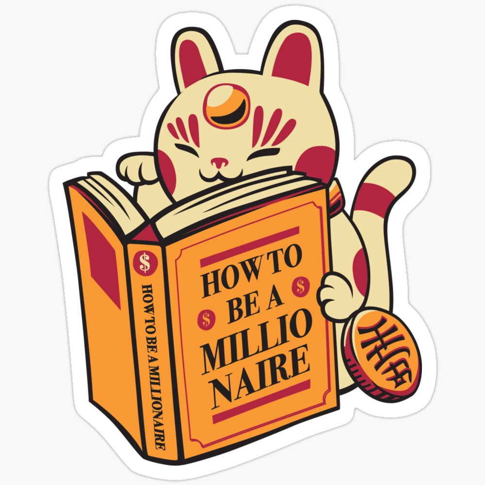 Maneki-Neko How To Be A Millionaire Cat Black Design Sticker Phone ...