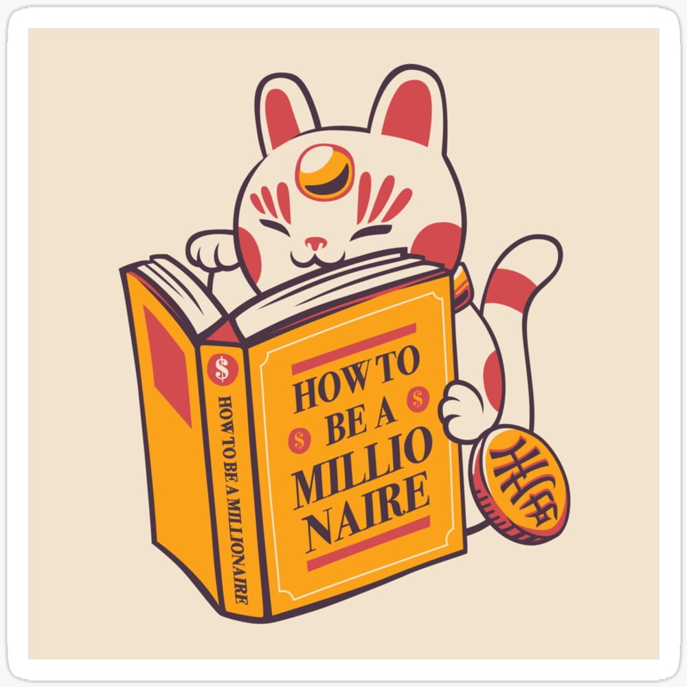 Maneki-Neko How To Be A Millionaire Cat Sticker Phone Decal Water ...