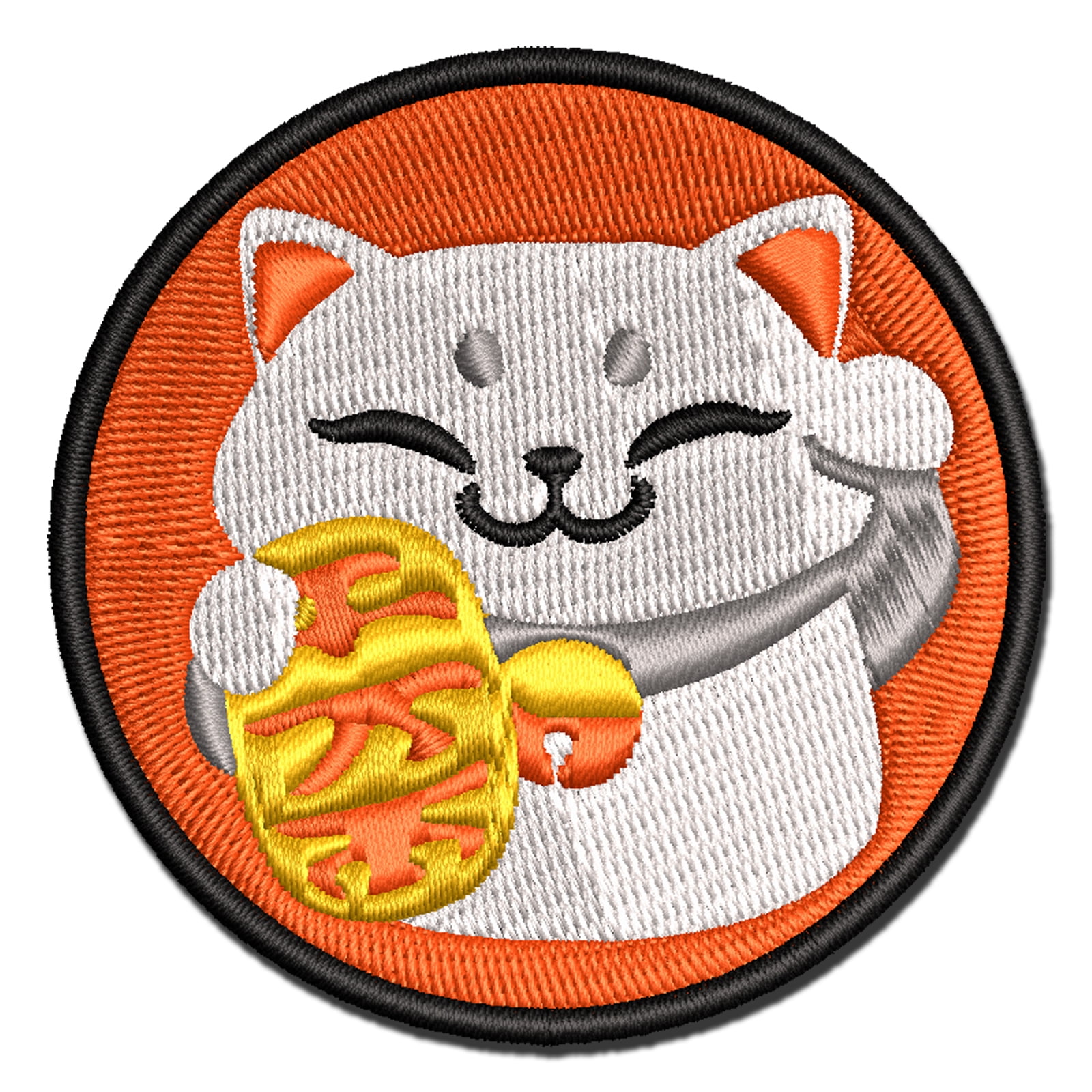 Maneki Neko Lucky Cat Applique Multi-Color Embroidered Hook & Loop Patch - 3 Inch Medium ...