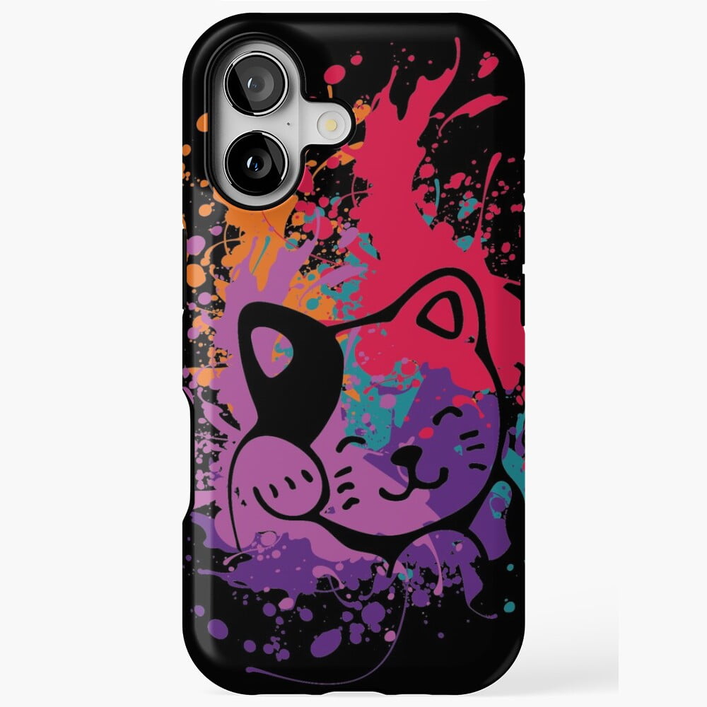Maneki Neko Lucky Cat Cute Cartoon Illustration iPhone 17 to 11 Pro Max ...