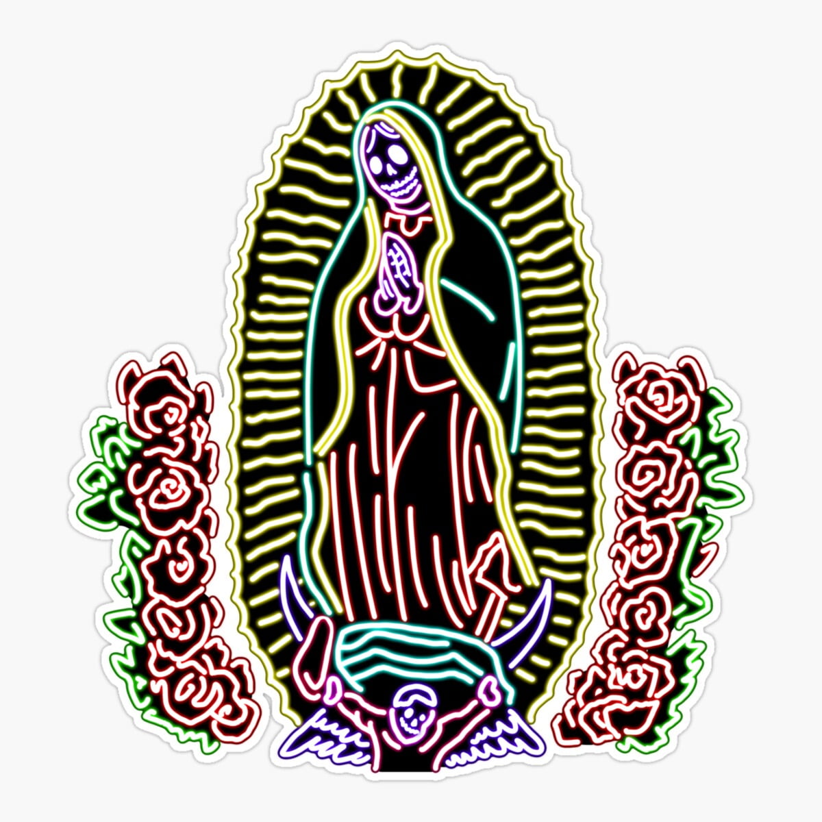 Maneki Neon Guadalupe Sticker, Phone Decal Water Bottle Stickers Car ...