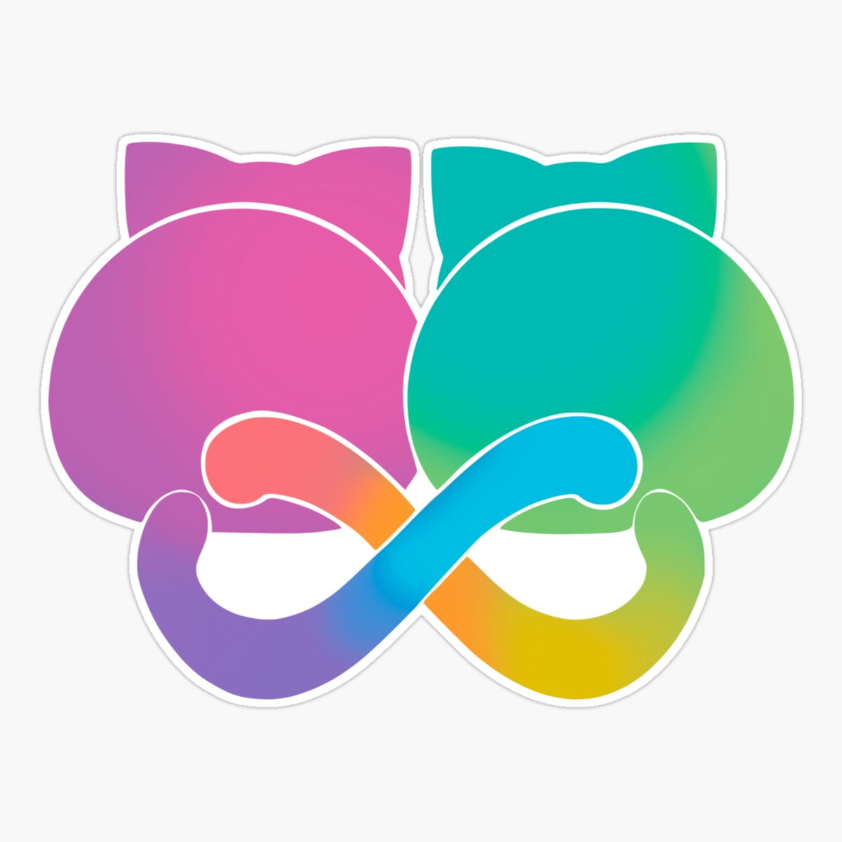 Maneki Neurodiversity Pride - Neurodiversity Ally Infinity Cats - White Er, Phone Decal Water ...