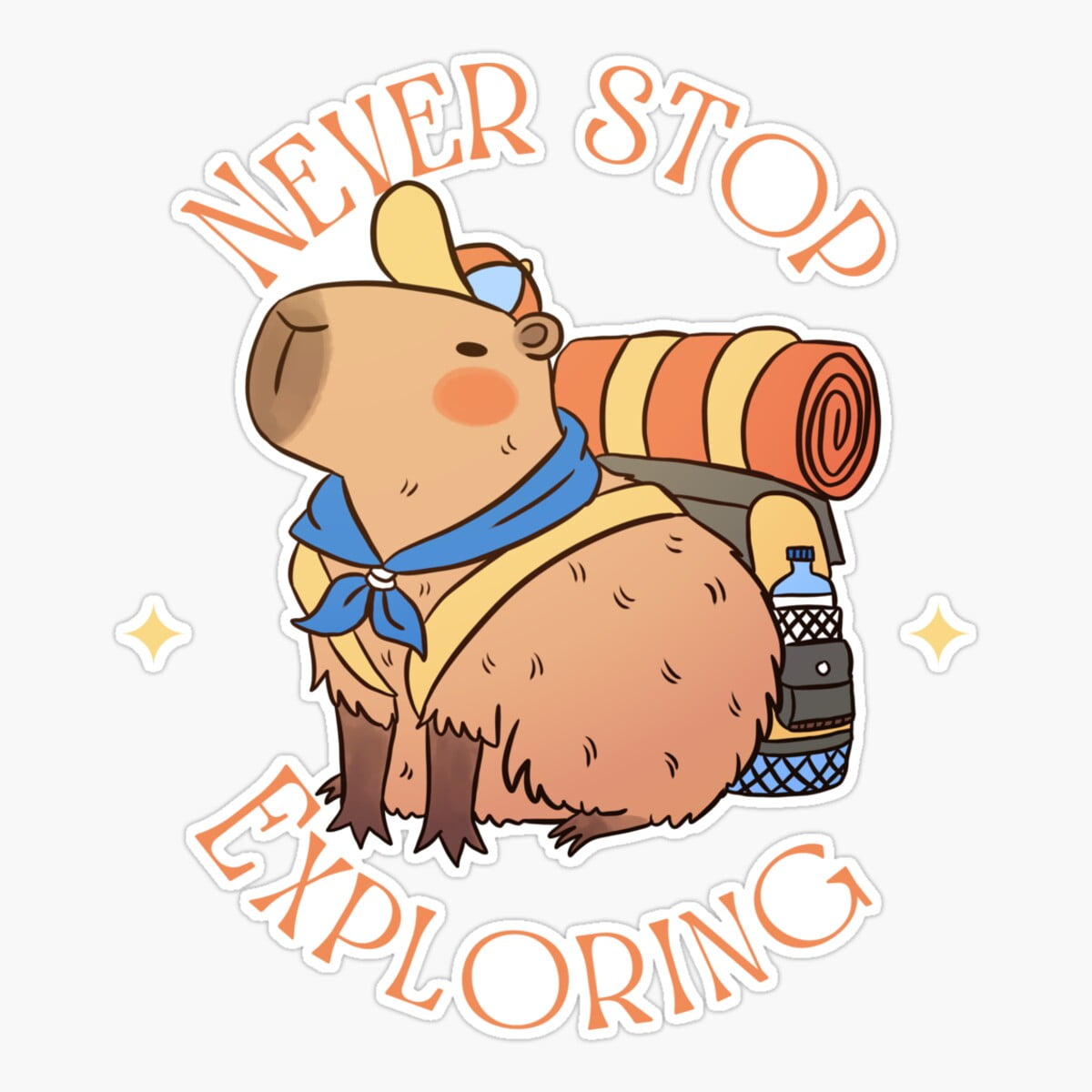 Maneki Never Stop Exploring A Cute Advunturer Capybara Sticker, Phone ...