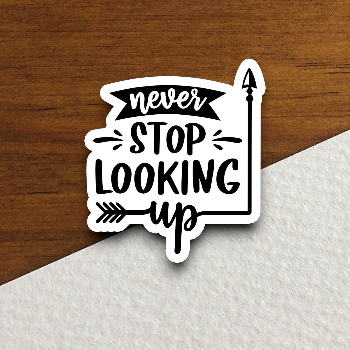 Maneki Never Stop Looking Up Sticker, Religious Sticker, Faith Sticker ...